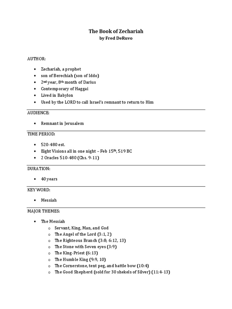 Book of Zechariah Outline | Book Of Zechariah | Temple In Jerusalem