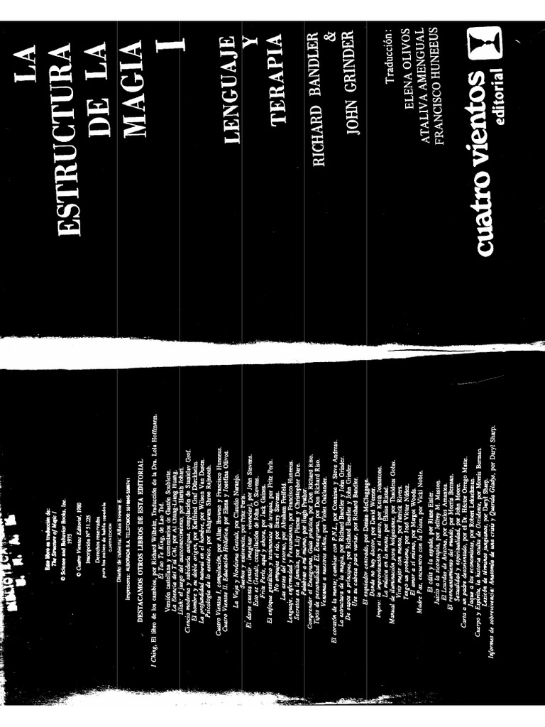 Capitulo I La Estructura de La Magia I Richard Bandler y John Grinder ...