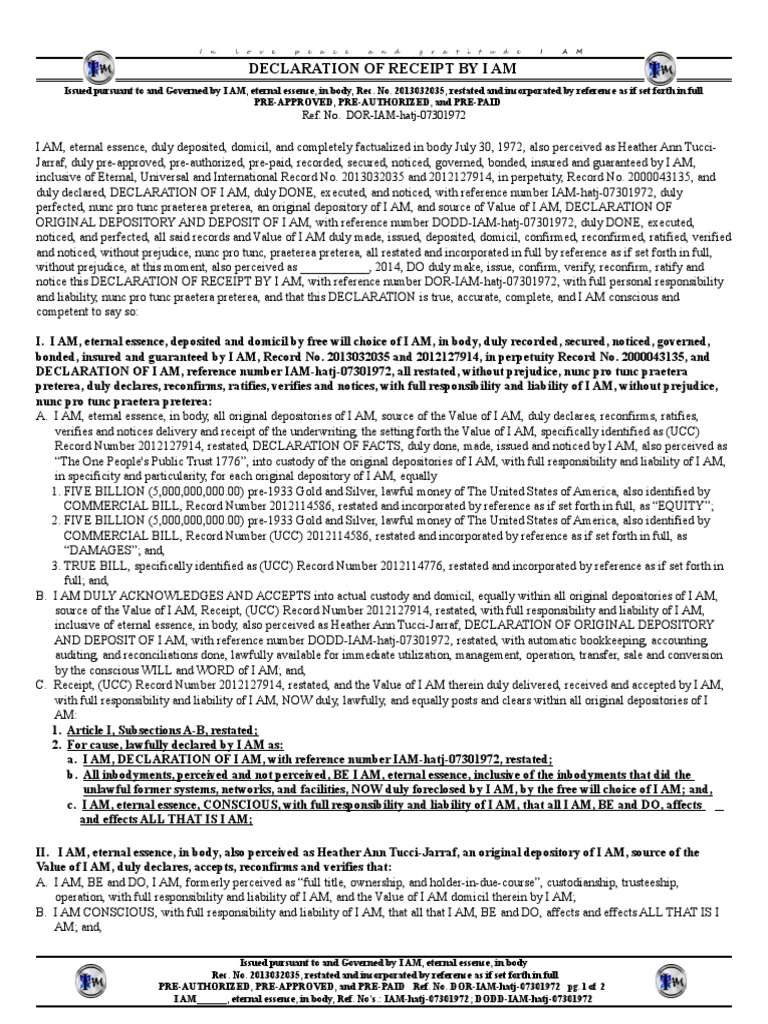 Declaration of Receipt Hatj | PDF | Legal Documents | Business Law