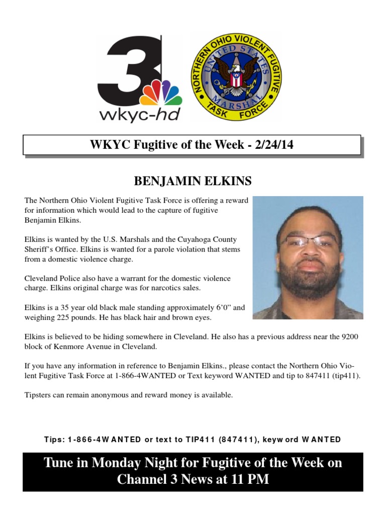 Fugitive of The Week: Benjamin Elkins | PDF | Mystery, Thriller & Crime ...