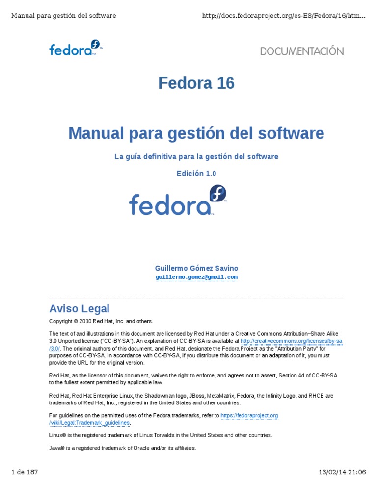 Manual para la gestión de Software - Fedora16 | PDF | Fedora (Operating System) | Linux Distribution