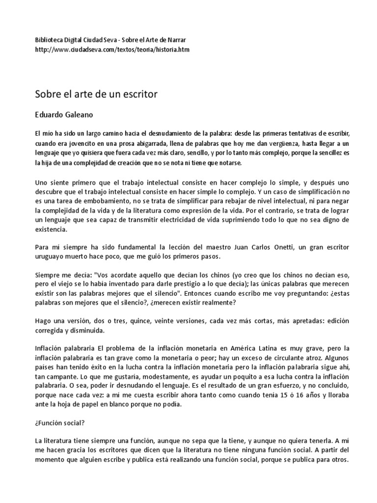 Apoyo Didactico Cuento de Eduardo Galeano | PDF | Cuentos | Narración