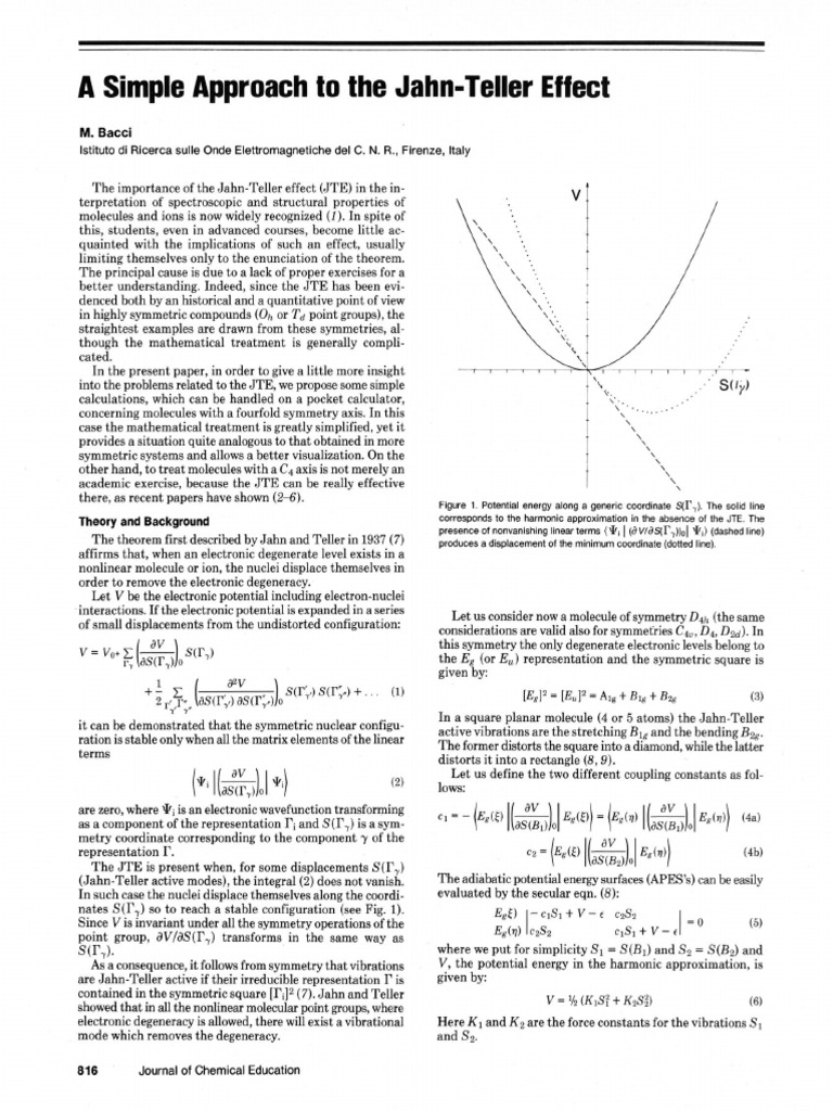 A Simple Approach To The Jahn Teller Effect | PDF | Particle Physics | Condensed Matter