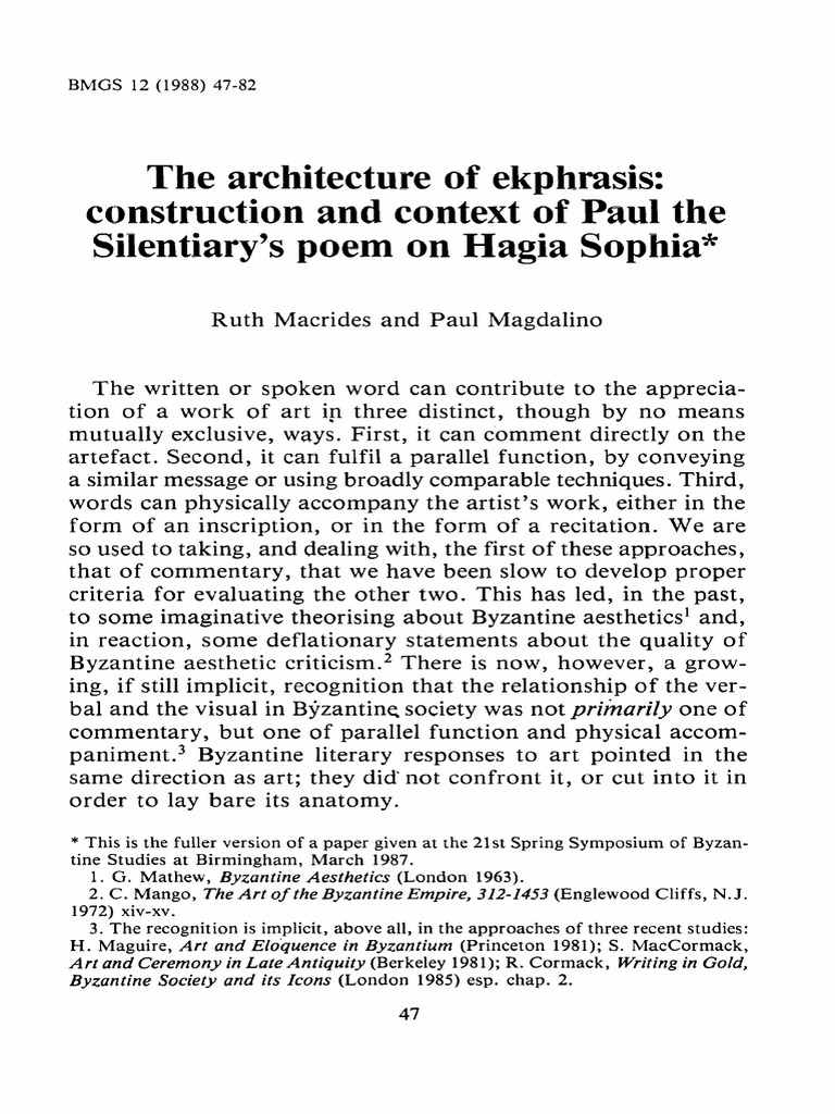 The Architecture of Ekphrasis Context | PDF | Justinian I | Dome