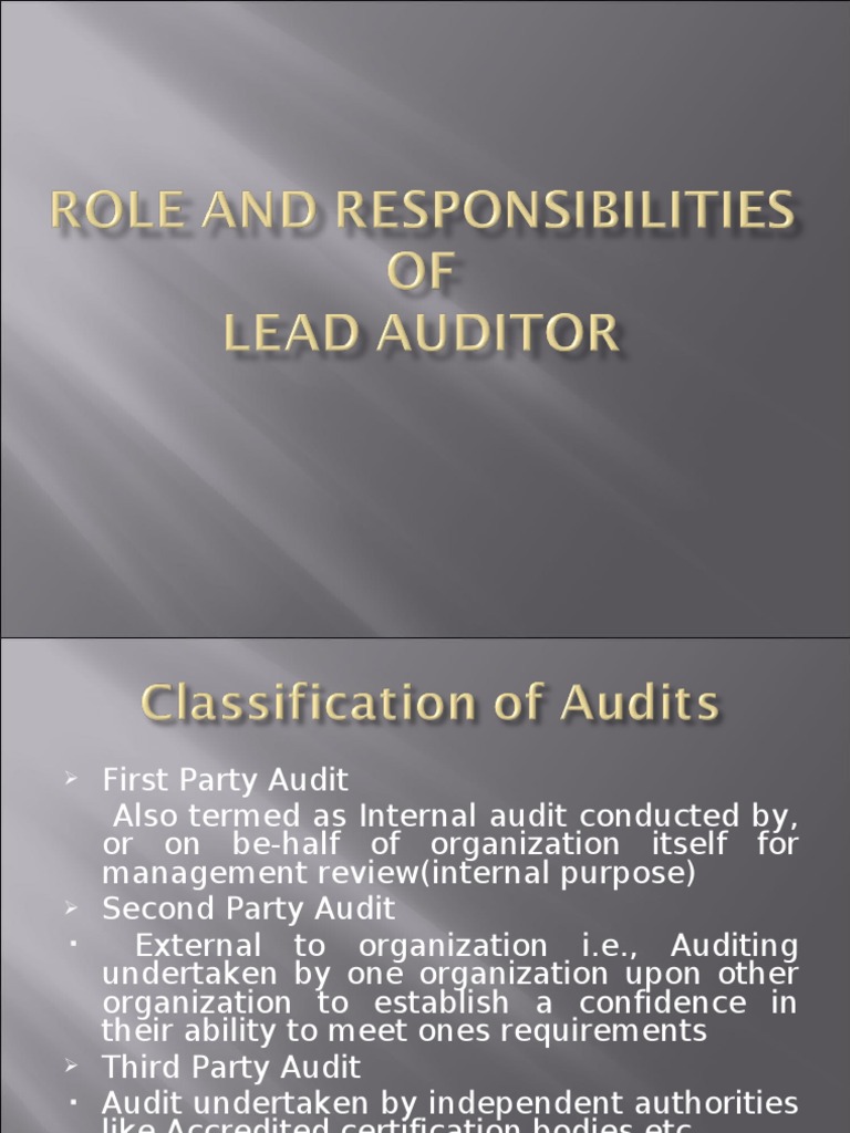 Lead Auditor | Auditor's Report | Audit