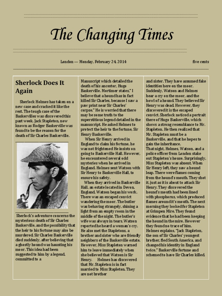 Sherlock Holmes Newspaper | PDF | Sherlock Holmes | Dr. Watson