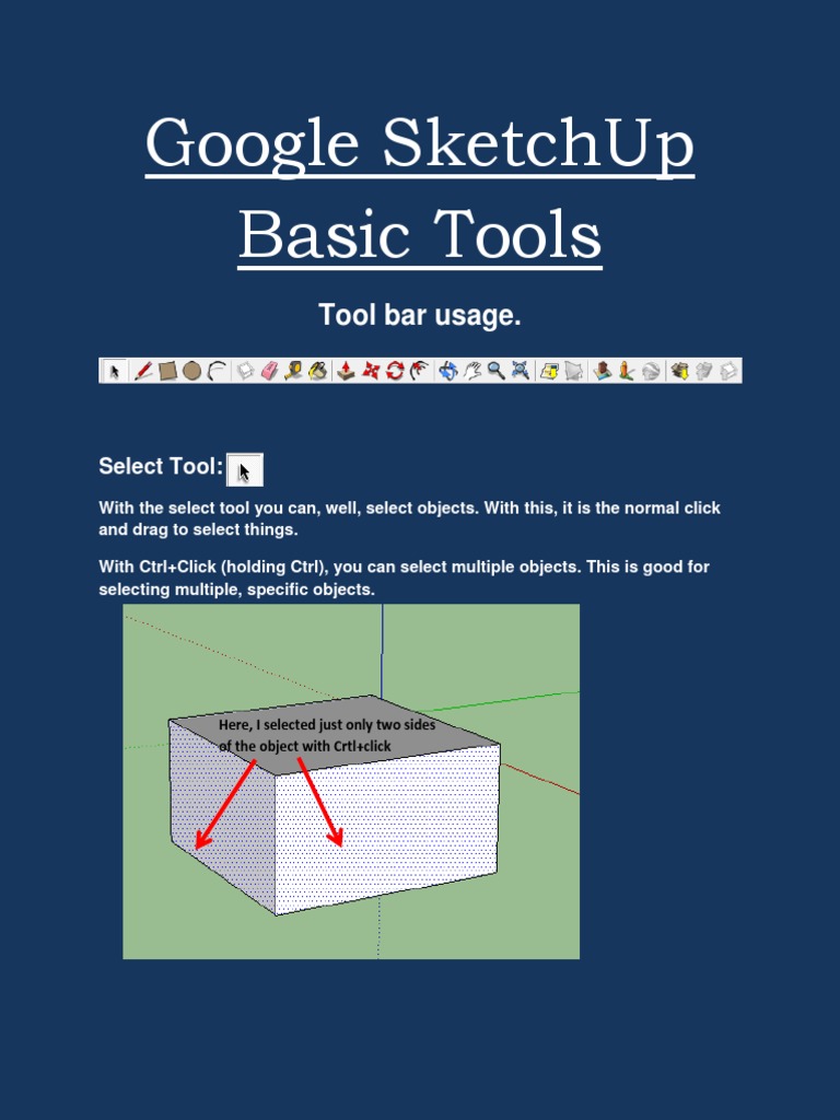 Google Sketchup Basic Tools: Tool Bar Usage | PDF