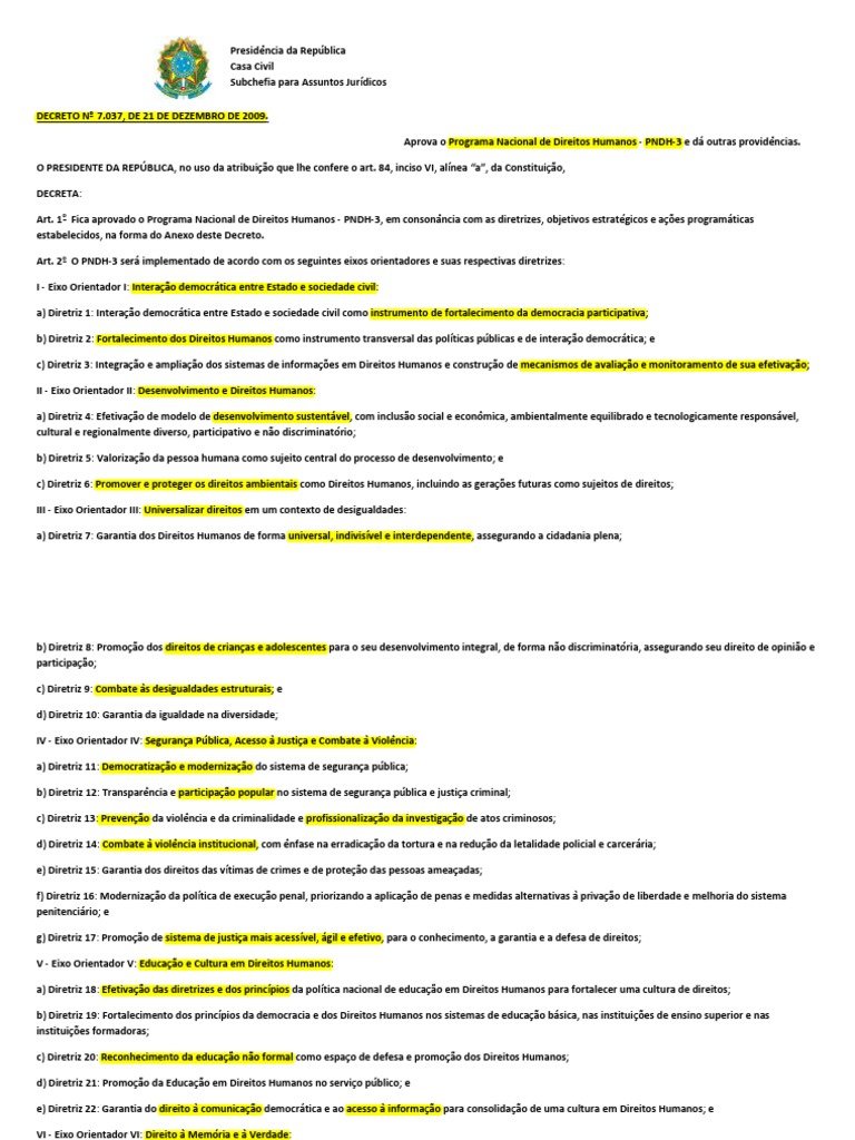 PNDH 3 | PDF | Direitos Humanos | Ministério (departamento governamental)