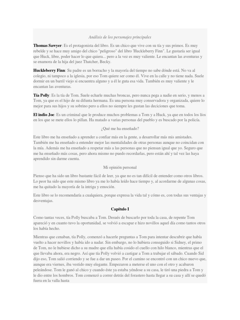 Análisis de Los Personajes Principales | PDF