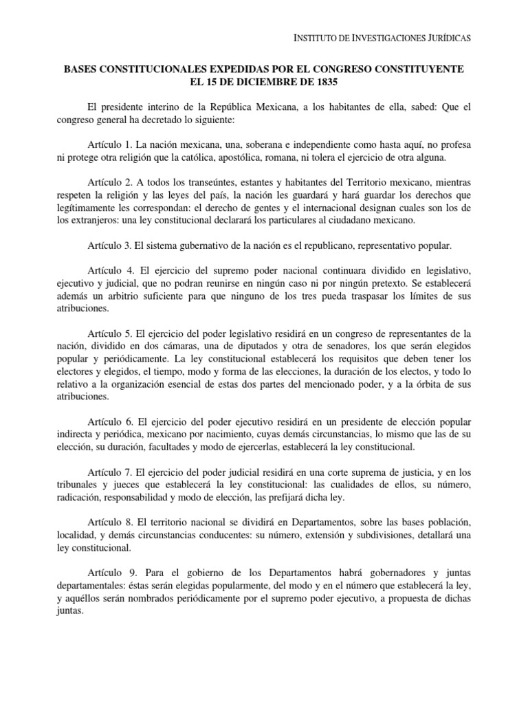 Bases Constitucionales Del 15 de Diciembre de 1835 | PDF | Elecciones ...