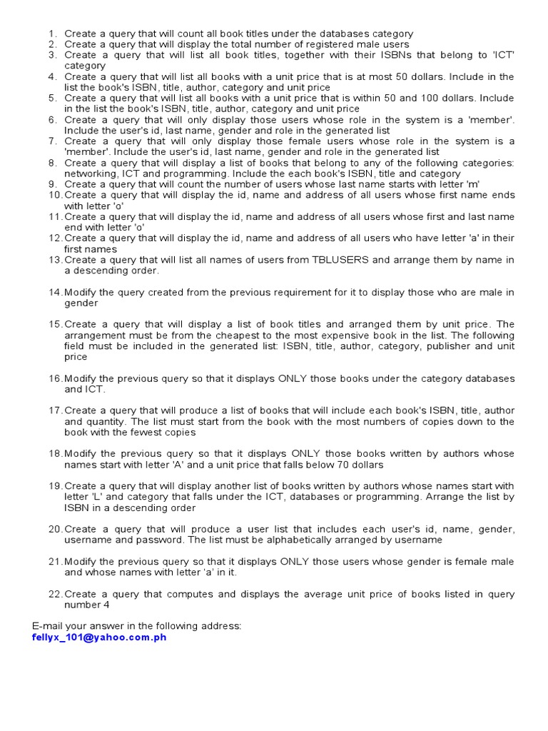 SQL Unguided Exercise | Download Free PDF | Sql | Application Software