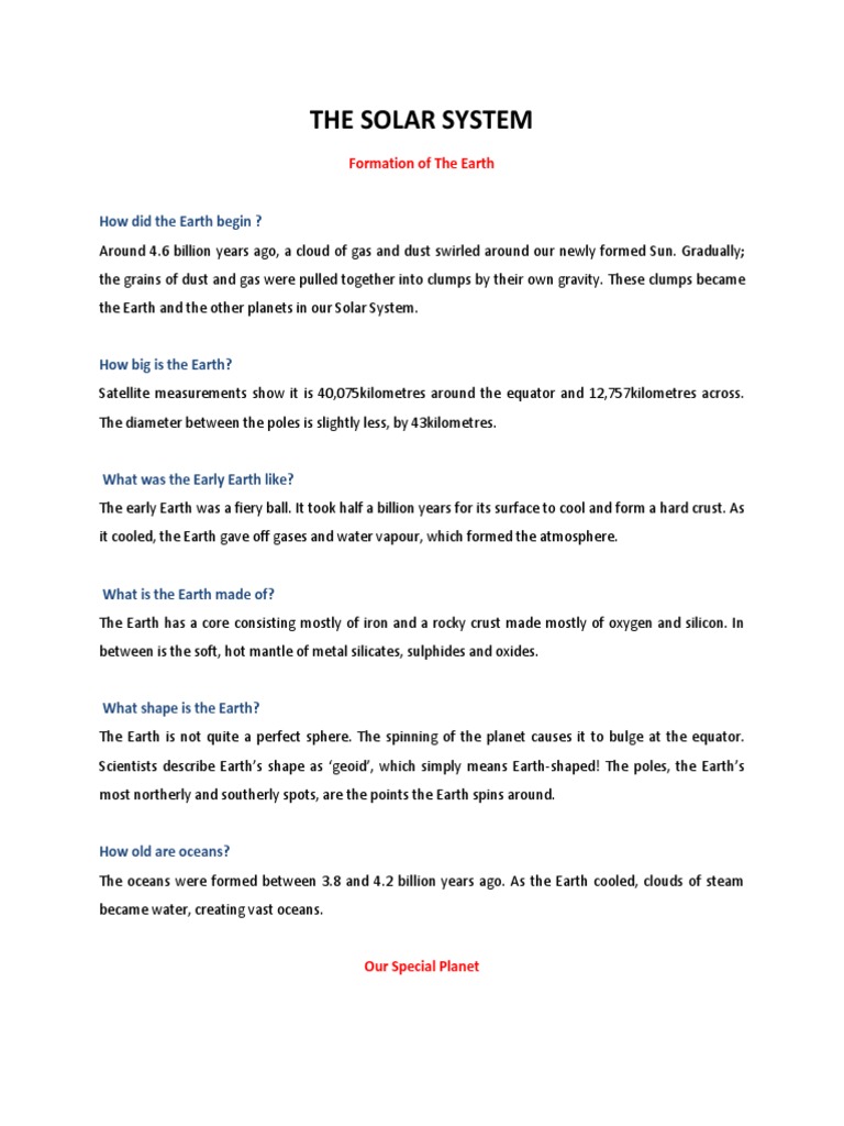 The Solar System | PDF | Sun | Jupiter