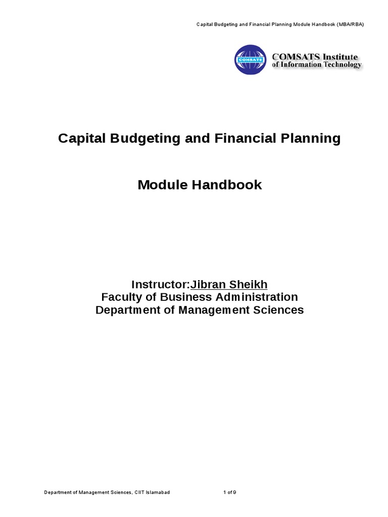 Cb Module Handbook Pdf Capital Budgeting Academic Dishonesty