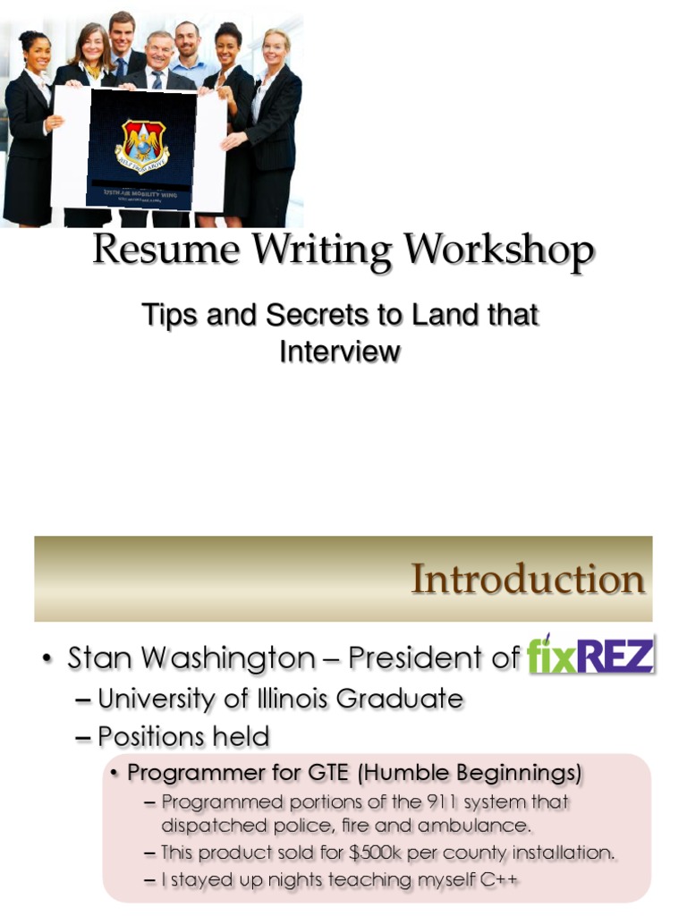 Resume Writing Workshop: Tips and Secrets To Land That Interview | PDF ...