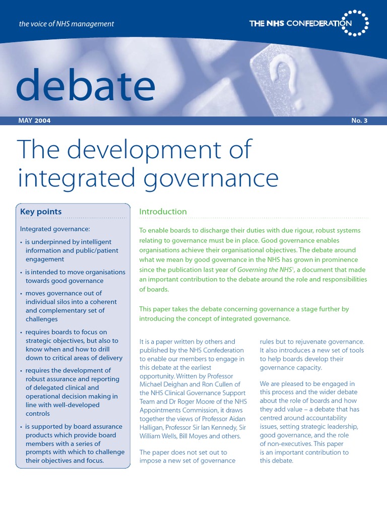 The Development of Integrated Governance (NHS) | PDF | Governance ...