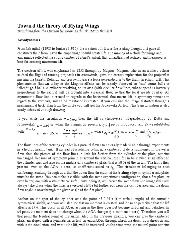 The Horten | PDF | Lift (Force) | Aileron