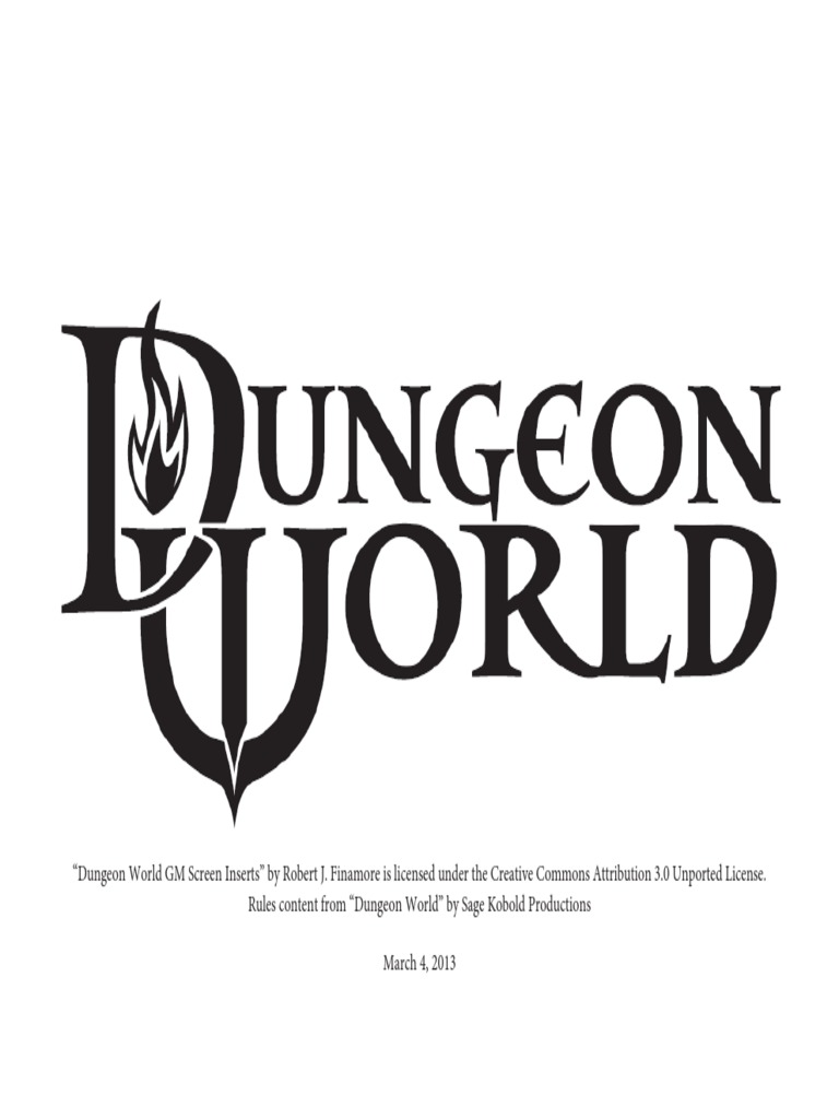 Dungeon World GM Screen v1 | PDF | Dice | Dwarf (Middle Earth)