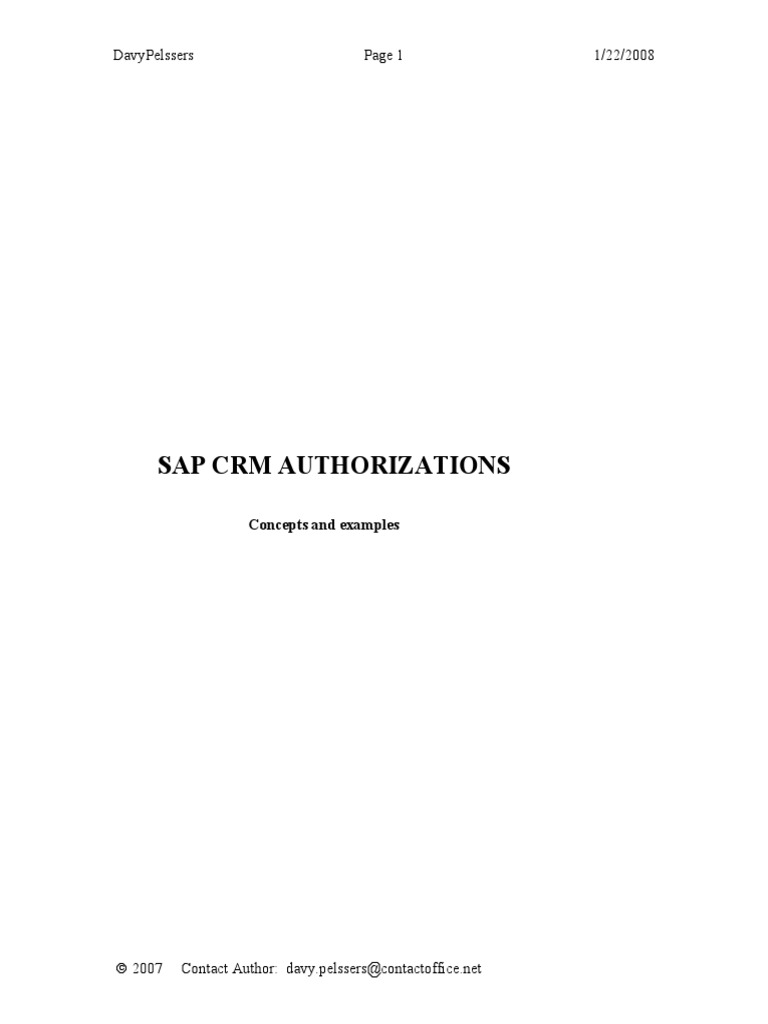 Sap Authorizations v3 | PDF | Customer Relationship Management | Object (Computer Science)
