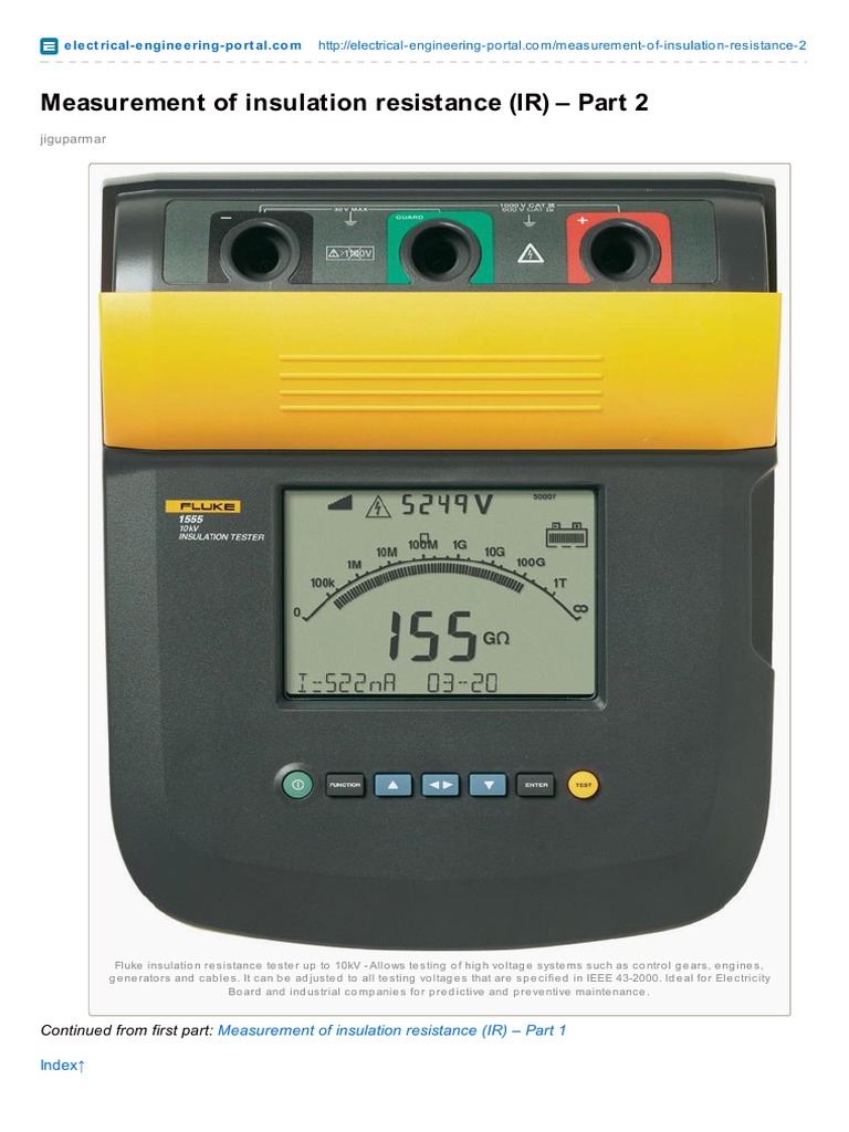 Measurement of Insulation Resistance IR Part 2 | PDF | Insulator ...