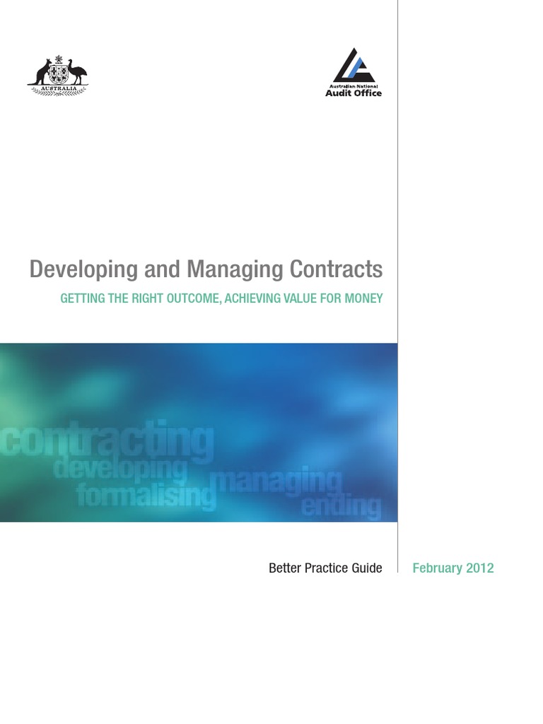 Managing Contracts - Best Practice Guide - ANAO | PDF | Procurement ...