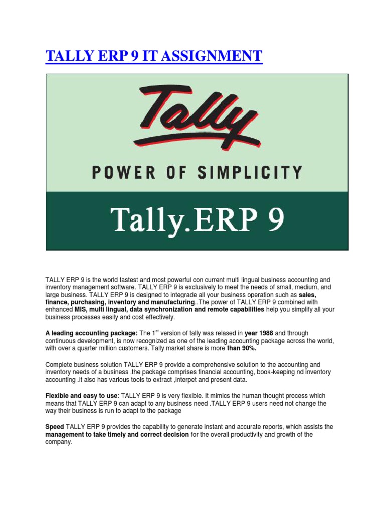 Tally Erp 9 It Assignment | Download Free PDF | Debits And Credits ...