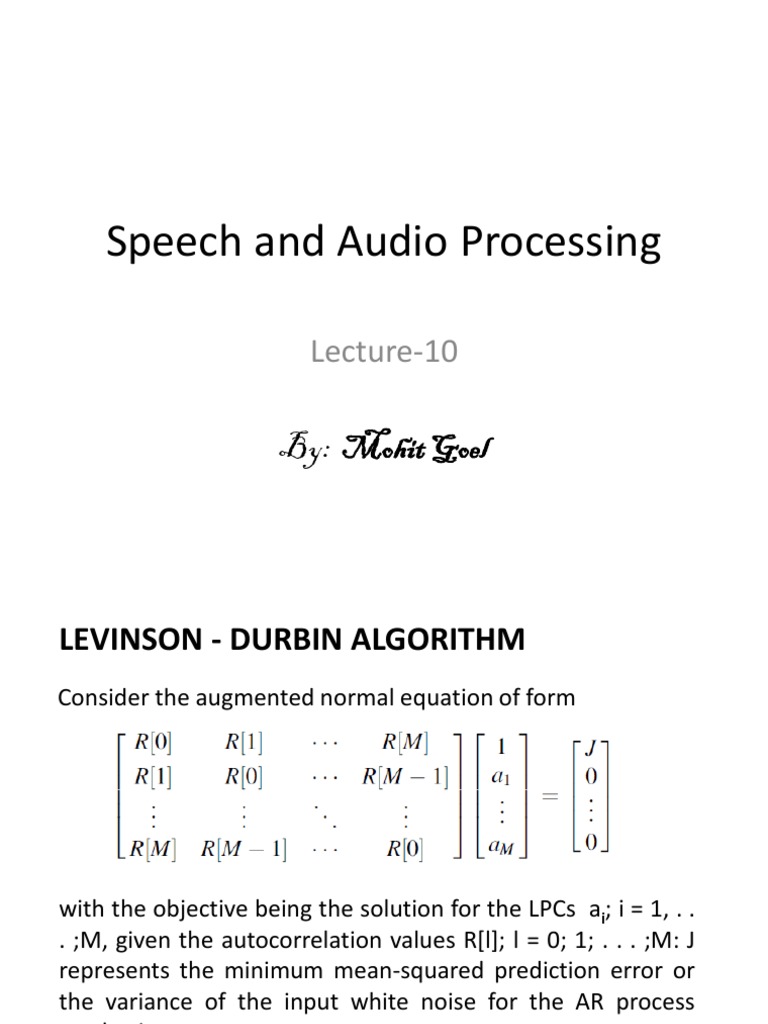 Levinson Durbin Algorithm | PDF