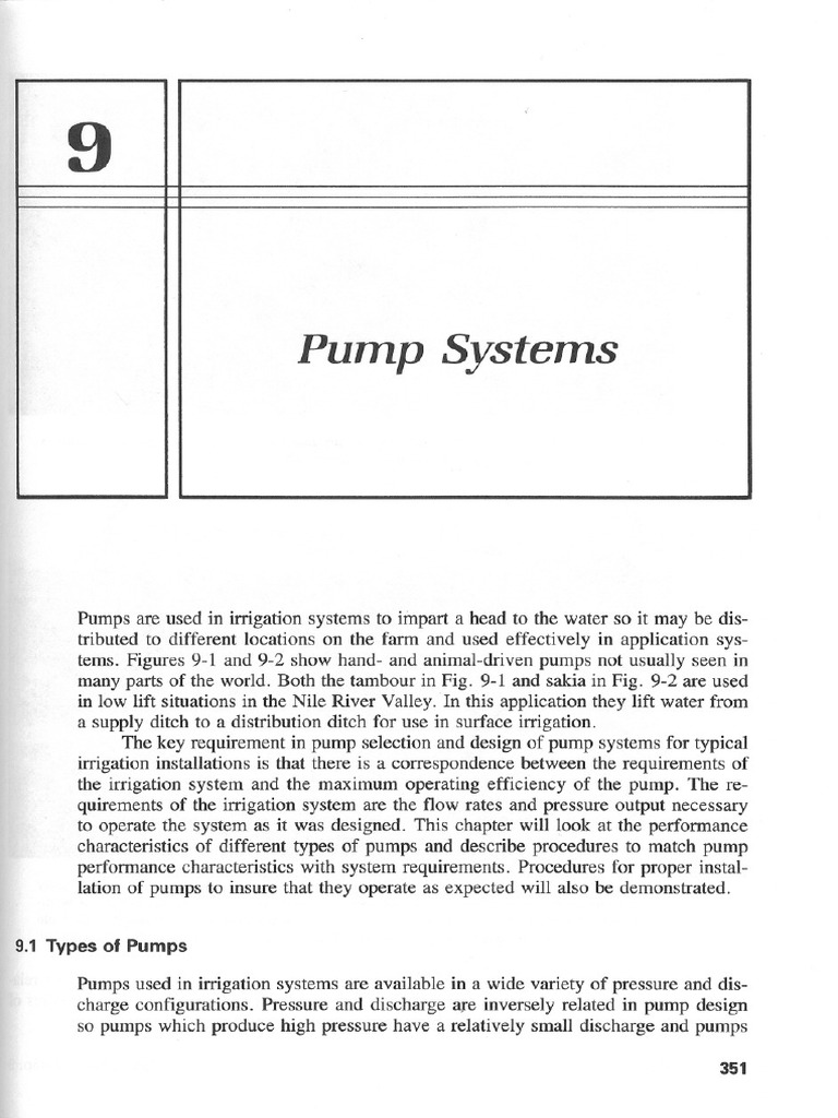 Chapter 9 Pump Selection | PDF | Pump | Hydrology