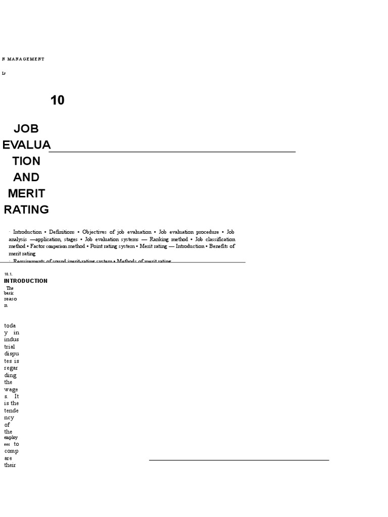 JOB Evalua Tion AND Merit Rating: N Management | PDF | Business