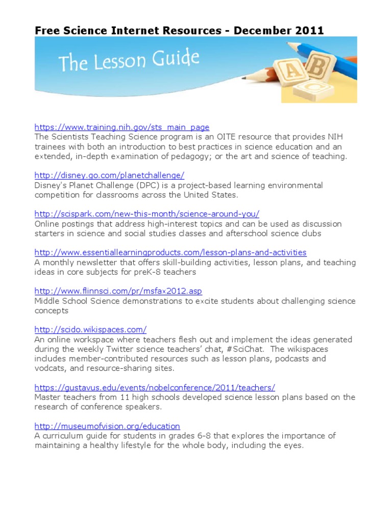 Science Internet Resources | PDF | Science And Technology | World Wide Web