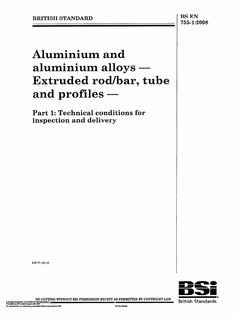 BS en 755-1-2008 | PDF