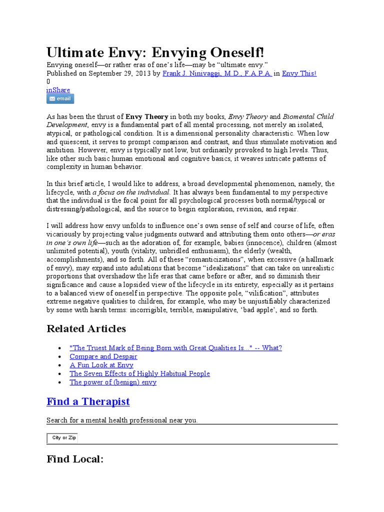Ultimate Envy: Envying Oneself!: Related Articles | PDF | Applied ...