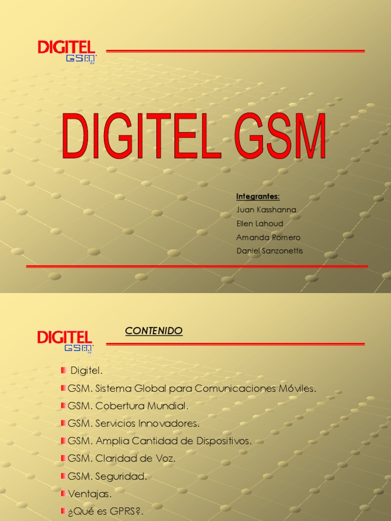 GSM Digitel Presentacion | PDF | Gsm | paquete general de Radio sevicio
