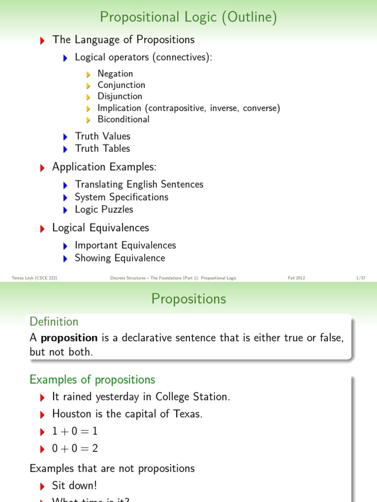 Chap01 Propos Logic | PDF | Boolean Algebra | Teaching Mathematics