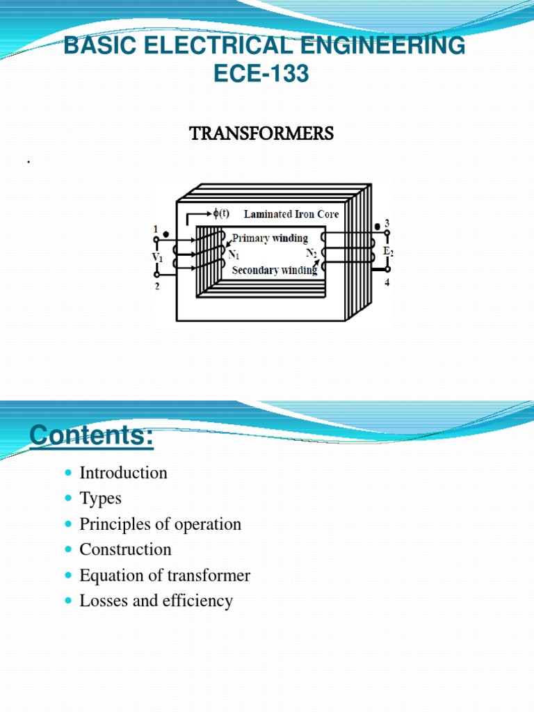 Transformers: Basic Electrical Engineering ECE-133 | PDF | Transformer ...