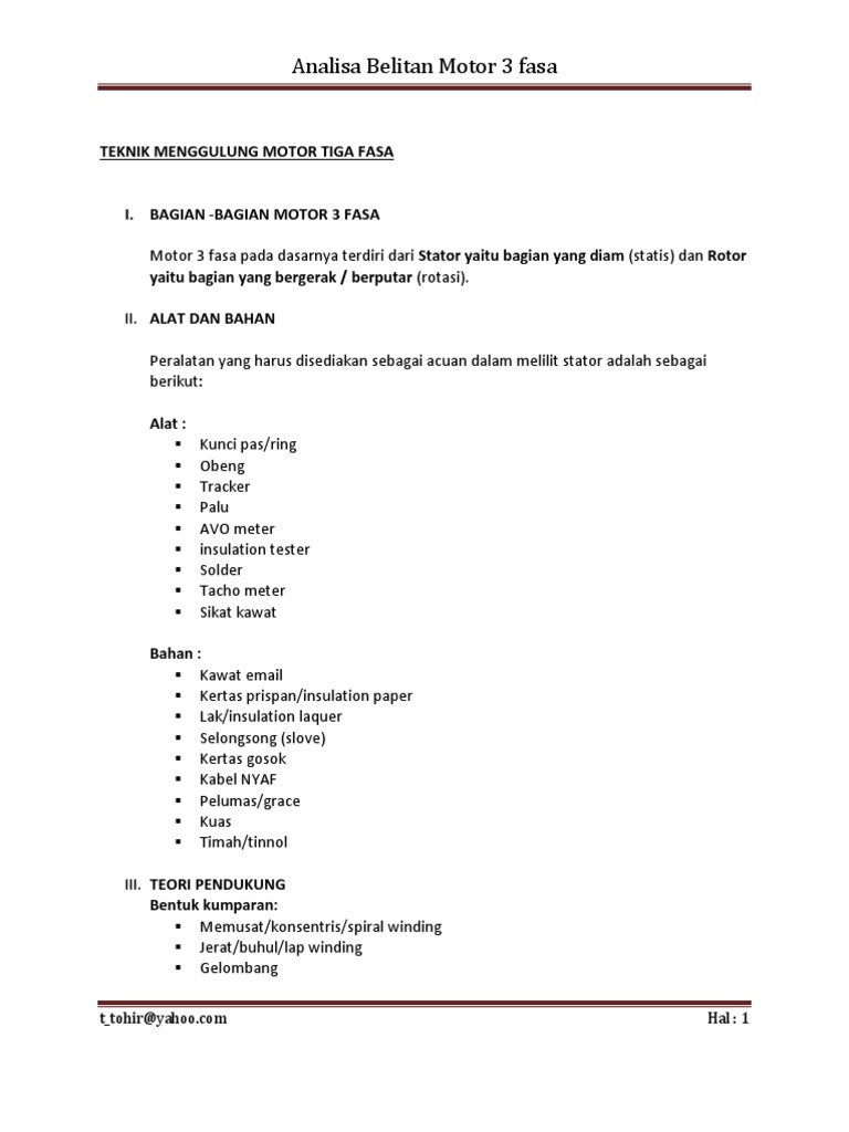 Teknik Belitan Motor Listrik | PDF
