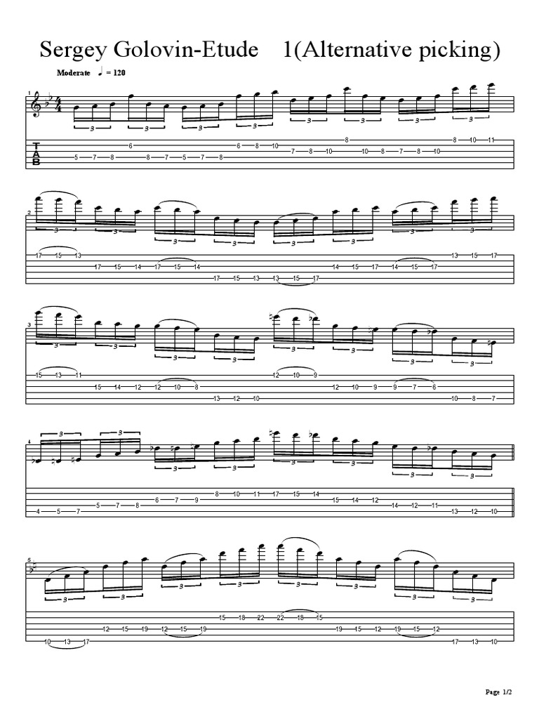 Sergey Golovin-Etude 1 (Alternative Picking) | PDF