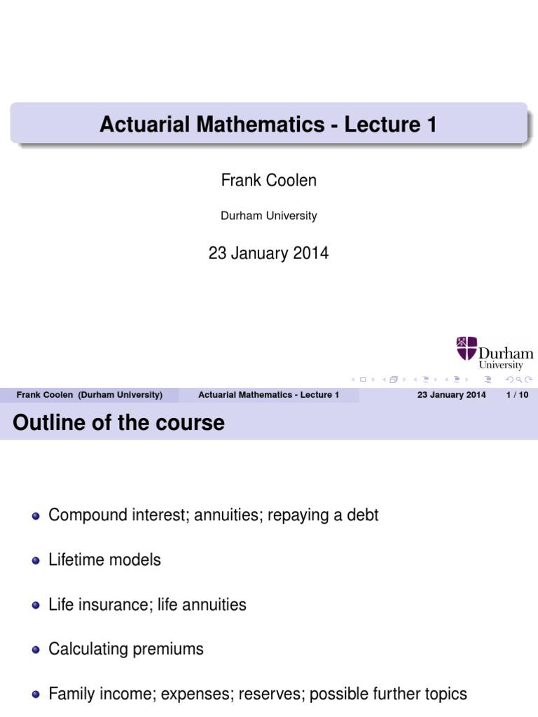Actuarial Mathematics | PDF | Present Value | Actuarial Science
