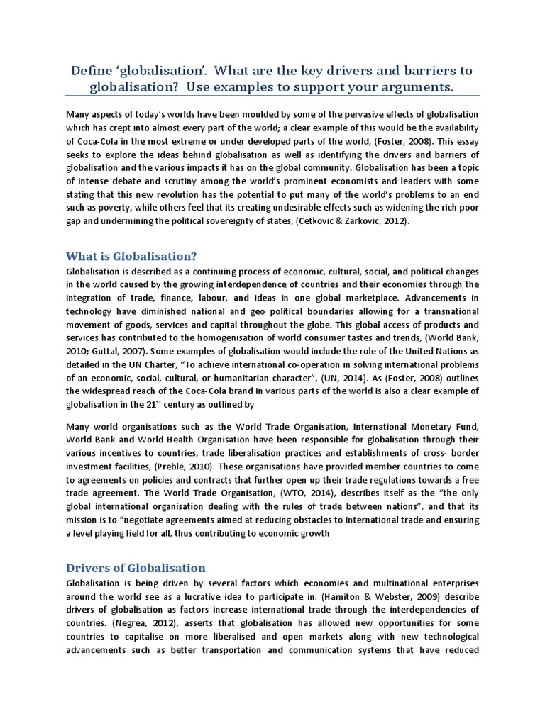 Barriers and Drivers of Globalisation | PDF | Globalization | Trade