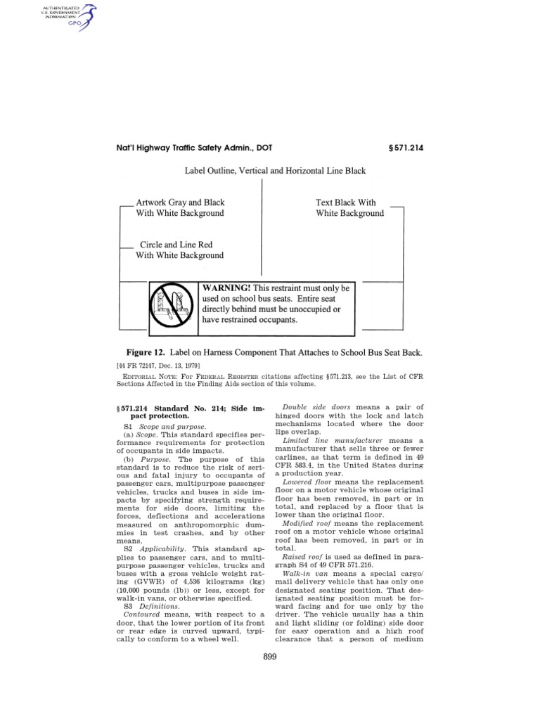 FMVSS 214 - Side Impact | PDF | Door | Trunk (Car)