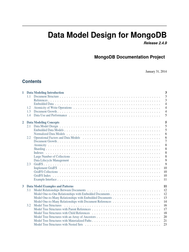 MongoDB Data Models Guide | PDF | Mongo Db | Database Index MongoDB Data Models Guide | PDF | Mongo Db | Database Index