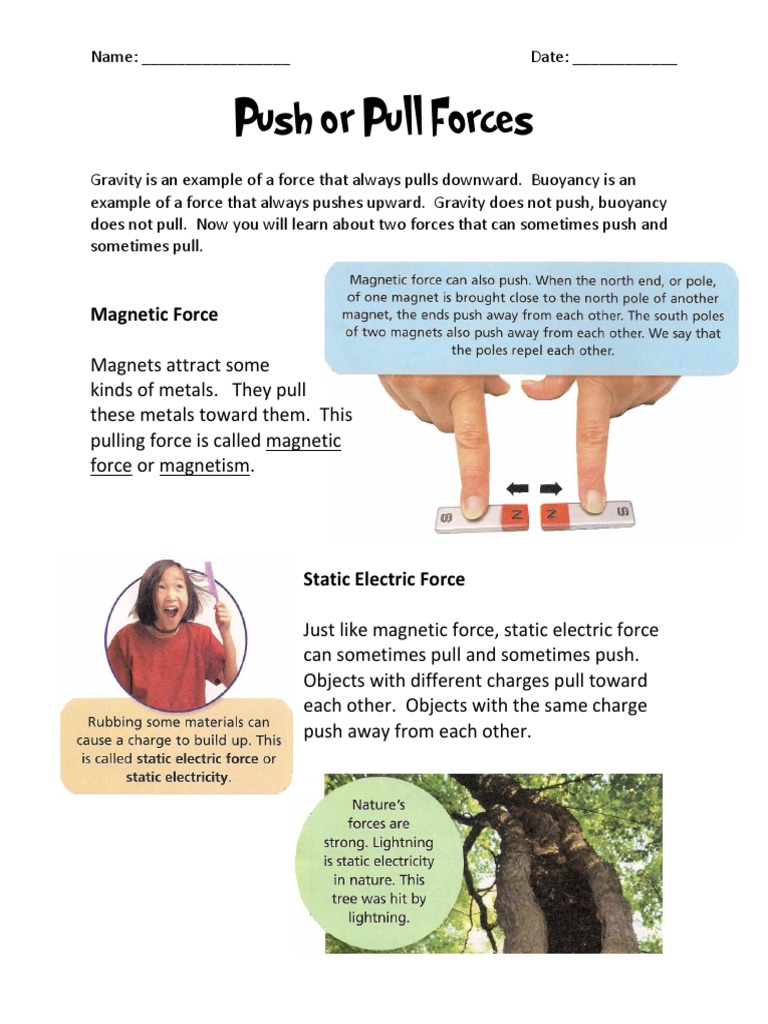 Examples Of Push And Pull Forces