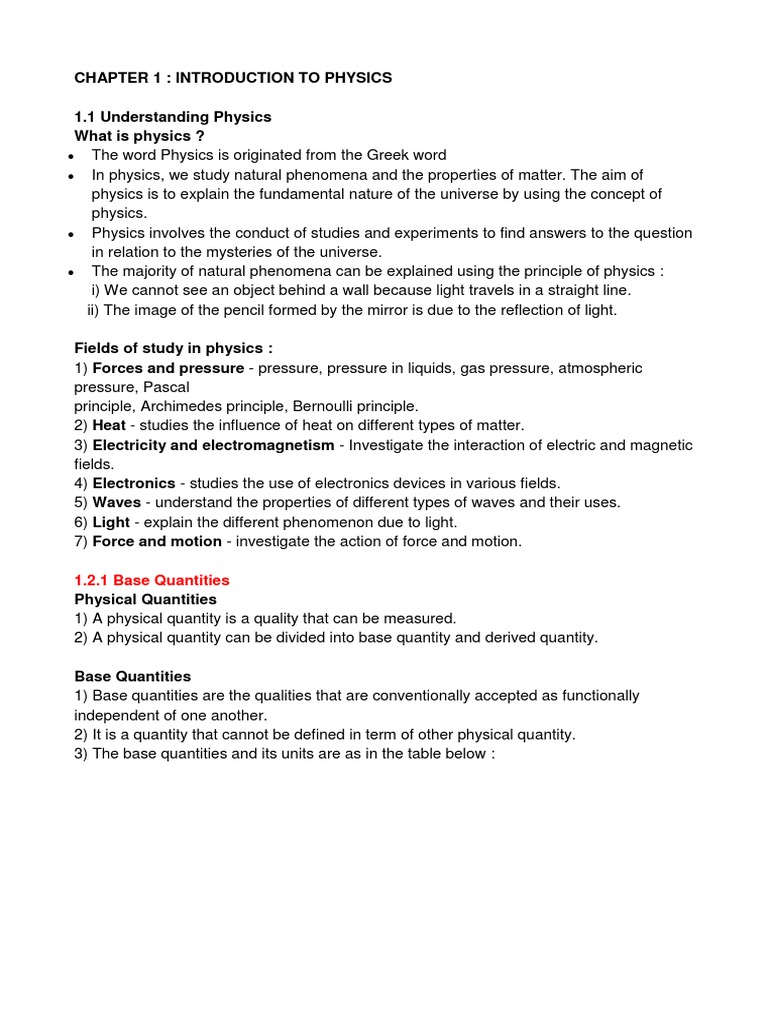 Chapter 1: Introduction To Physics 1.1 Understanding Physics What Is ...