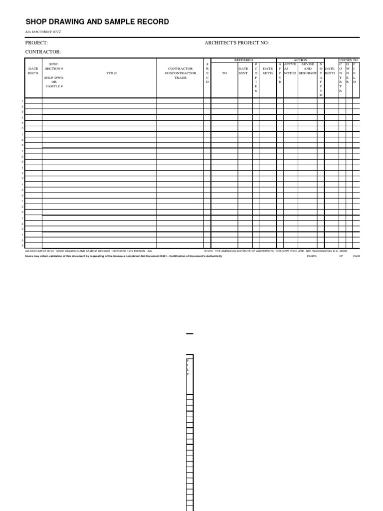 Shop Drawing and Sample Record: Project: Architect'S Project No ...