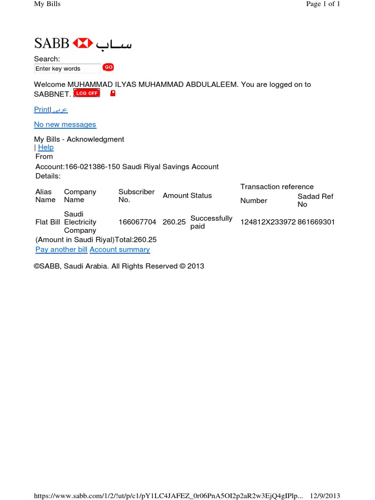 Saudi Electricity Bill Payment | PDF