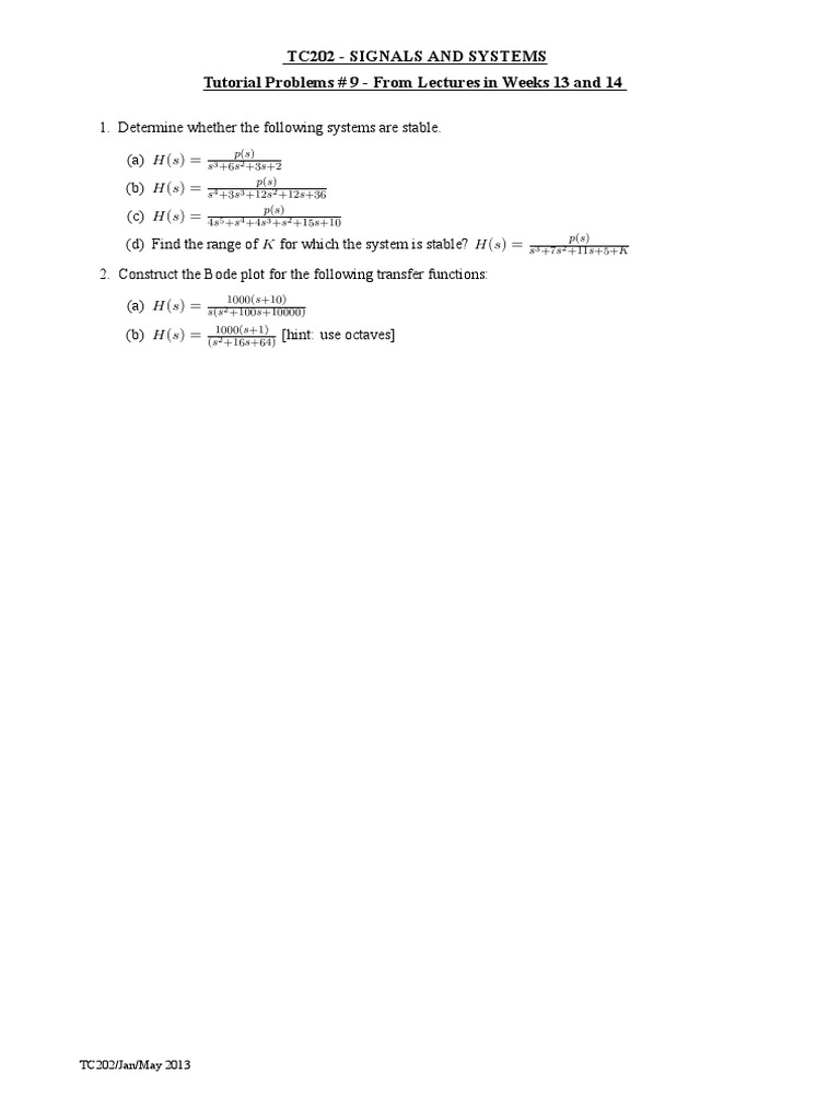 Stability & Bode Plots Tutorial | PDF | Signal Processing | Electrical ...