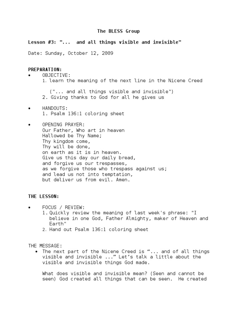 The BLESS Group Lesson 3 | PDF | Lord's Prayer | Religious Behaviour ...