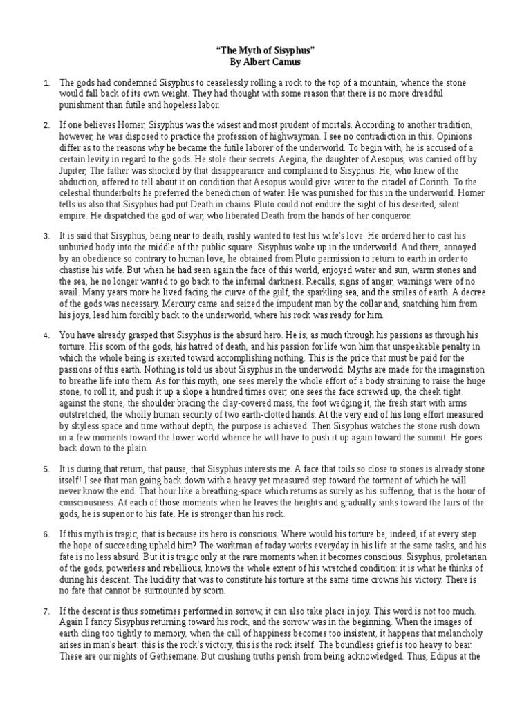 Myth of Sisyphus Text Word | PDF