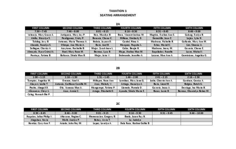 Column Seating Arrangement Details | PDF