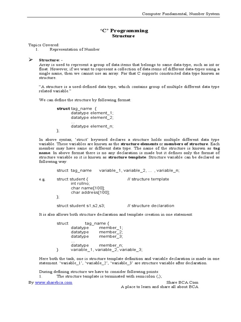 C' Programming: Structure | PDF | Data Type | Array Data Structure