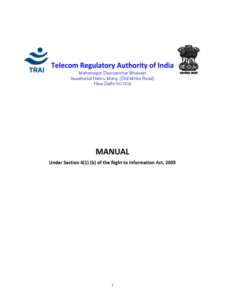 Telecom Regulatory Authority of India: Manual